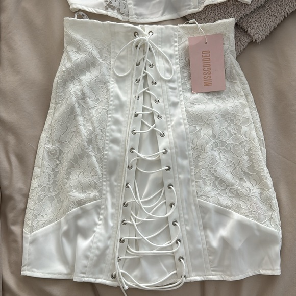 Missguided | Tops | Nwt Missguided White Corset Lace Top And Skirt Set ...